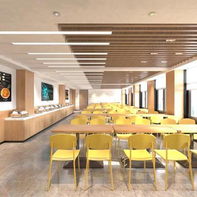 6667T员食堂岩板餐桌椅商用工工厂饭堂快餐实木桌椅店学生厅连体