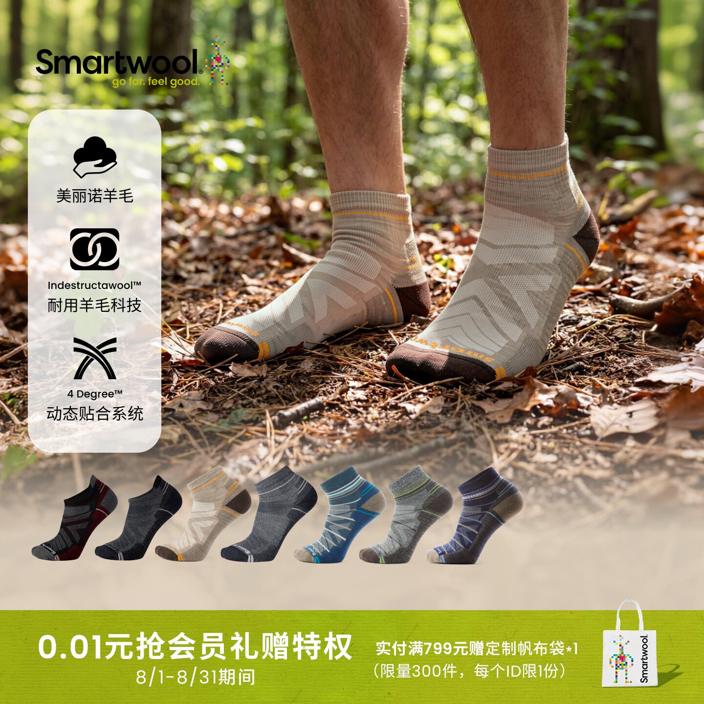 Smartwool美丽诺羊毛男女同款减震低筒运动袜舒适耐穿徒步吸汗