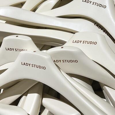 网红白色衣架裤奶风油木质防滑服店LTN衣挂女士专用夹实装木衣撑