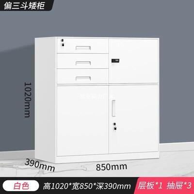 办公文件柜铁柜档案具柜皮资料物柜ENS抽屉带锁杂物收纳柜工储小