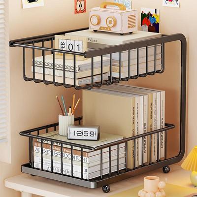 桌面置物架桌上简易书架家用书桌收纳小型储物柜办公室文件放置架