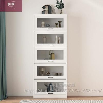 实木玻璃具门落带地置物架KHU书柜书尘架防儿童玩摆件收纳柜组合