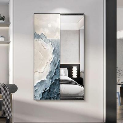 现代镜简约玄关推拉全FMI身衣装画饰画卧室隐藏镜子挂入户可关闭