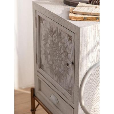 契家美式复古实木卧斗柜花床柜客厅高柜简约酒VMJ头柜雕室储物柜