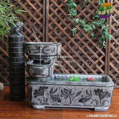 石槽鱼观缸石雕鱼石头水槽青石养造景池装室内户外庭th%loj#y院流