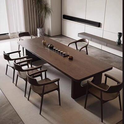 茶新中式实木茶桌用全套约阳台简家原木大板台办公室会客TBU泡茶