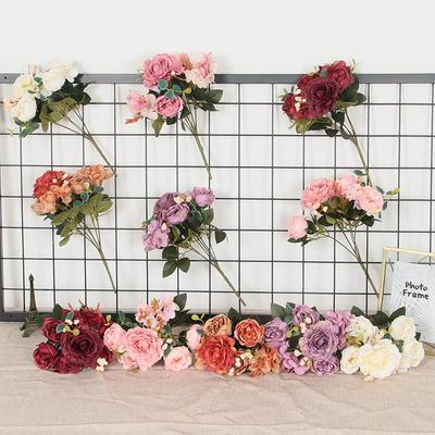 仿真花绣球芙蓉玫仿真花假花创意花束自然风装饰餐桌茶几花艺