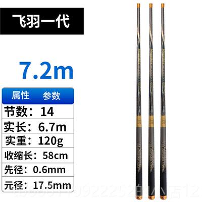 正品新款手竿 碳素竿短节鱼3.64.5 5.46.3 7.2米超细溪流 竿