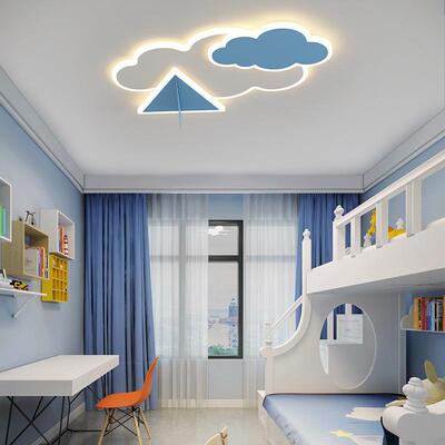 现代简约儿童房灯卧室灯男孩女孩飞机云朵浪漫温馨房间吸顶灯灯具