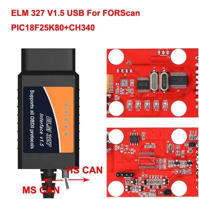 ELM327 V1.5 USB Switch PIC18F25K80 HS / MS-CAN For FORScan