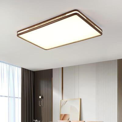 胡桃木色阳中新式全铜led约卧室吸顶61818灯简客厅大堂过道台实木