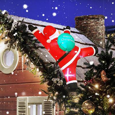 2米圣诞模爬墙圣诞道老人狂欢节气日PBL装饰地布置场具充气气模