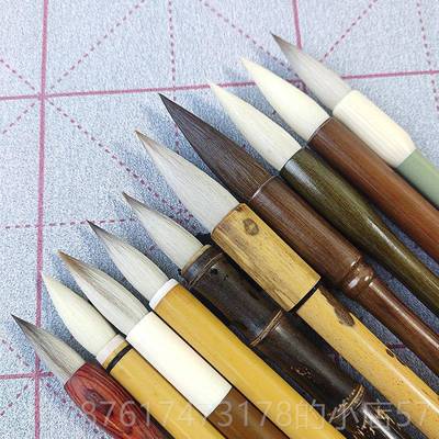 正品笔之乡辽尾狼毫羊毫毫楷书草书行书兼法国画黑木笔杆檀高毛档