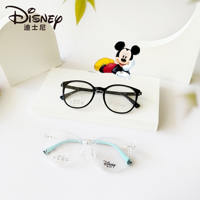 迪士尼儿童近视眼镜架超轻圆形男