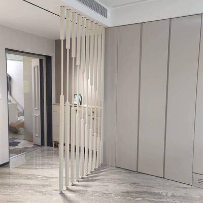 轻奢铁艺奶油门风屏风隔断客厅入户格装饰免进BJU玄关遮挡立柱栅