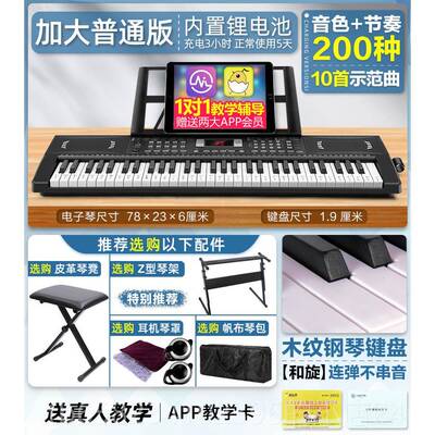 高档帕勒充电61键专多功能业电子初学者成年人儿童入门斯幼琴师电