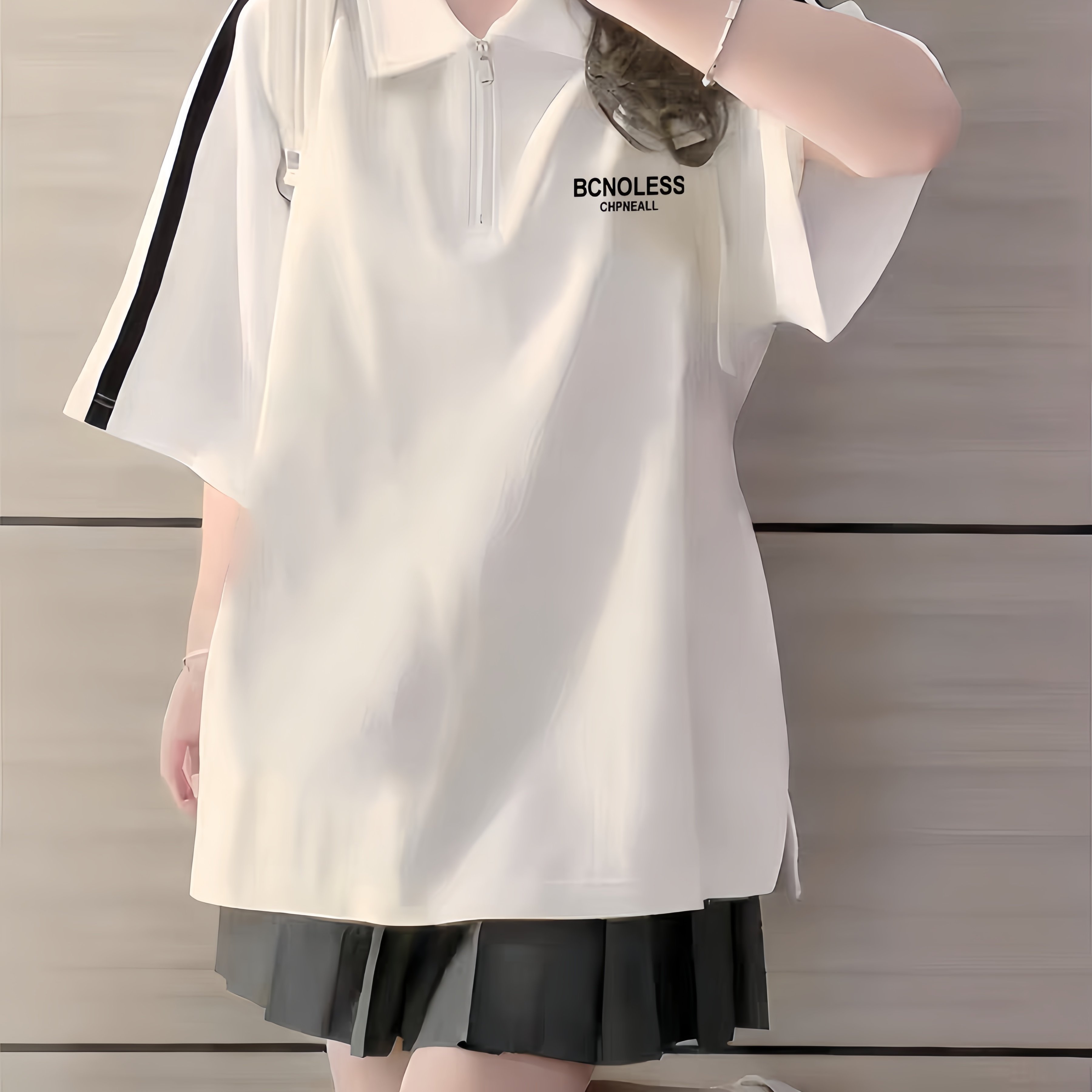 学院风polo衫短袖t恤女大童夏季装2026初中高中学生宽松半袖上衣