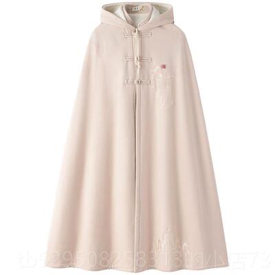 高档武绣当山太极套代绣花里绒披风松加汉厚长文化披风男女同装款