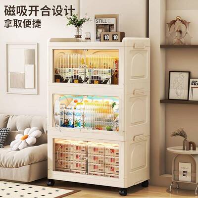 1601约风格超大容储量物收纳柜家衣用多简层折叠可移动物柜被子置