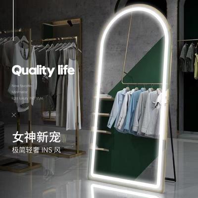 全身L瘦D落地镜带灯E显高显服装穿衣镜直播拍照镜用BUX家拍照镜