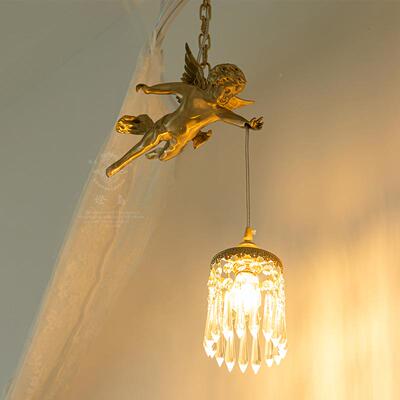 古复风古法式全铜天使吊灯Vintage100012中格美式时床头餐厅水尚