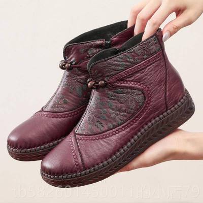 高档冬季老北人京布面鞋女棉鞋防水高帮牛筋加厚绒保底暖老仿皮妈