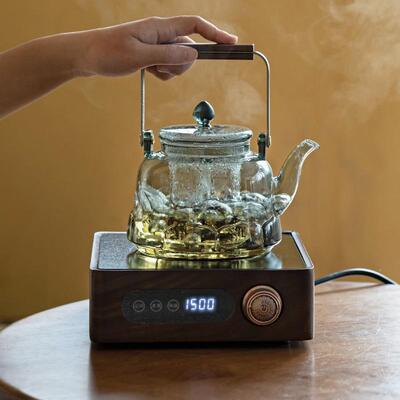 电炉家玻82371用小型璃烧水木壶煮茶器白茶蒸煮套陶装胡桃耐高温