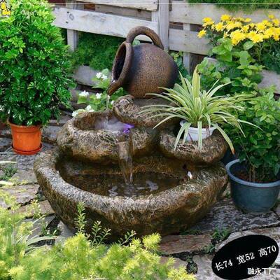 园假流水泉水景喷饰摆件造景装循环户外室内自山动鱼YML池阳台庭