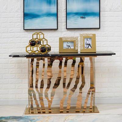 式轻奢不锈钢玄关12桌靠墙入户条案现代简奢约大理石玄石关意台