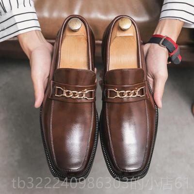 正品真休皮一脚脚蹬皮鞋男爸爸鞋宽大码男鞋45闲鞋46加宽士47男款