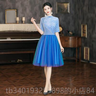 新款现代舞蹈出服开演场舞蓬蓬连表裙大合唱服装朗诵青衣春时尚演