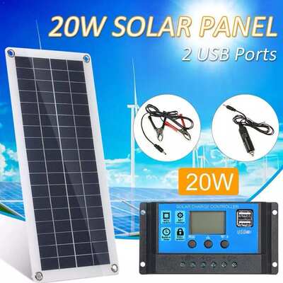 爆款多晶20W太阳能板solarpanel户外手机太阳能充电器电池板组件