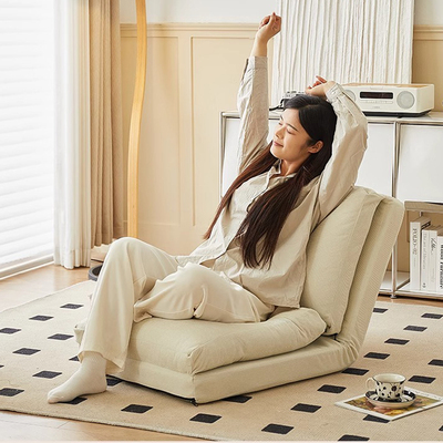 奶油风沙发床一体两用多功能小户型单人双人无扶手折叠懒人沙发床