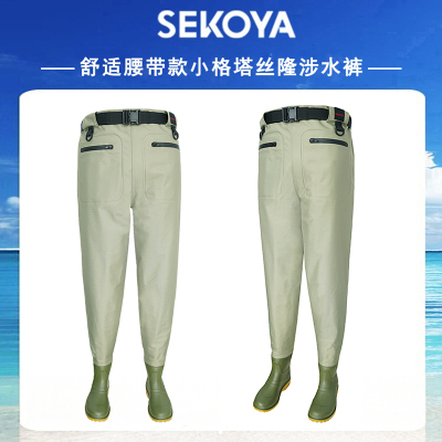 sekoya路亚加厚涉水裤雨裤雨靴连体半身下水裤防水溪流钓鱼赶海服