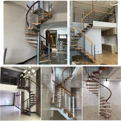 室内旋转楼梯定制公寓复式别墅阁楼钢木螺旋整体梯广东内测量安装