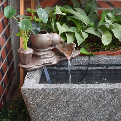 石槽鱼池缸陶瓷流水景观庭院花园阳台装饰配件循环增氧DIT养鱼