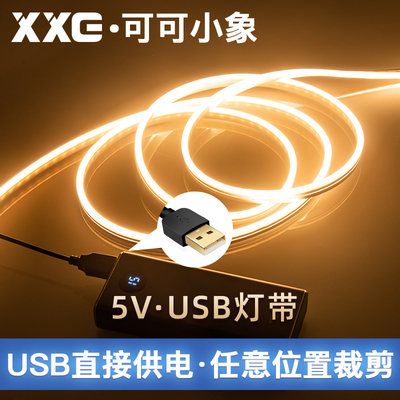 led可充电式灯带5v低压超亮电池款usb柔性霓虹硅胶软灯带条不插电