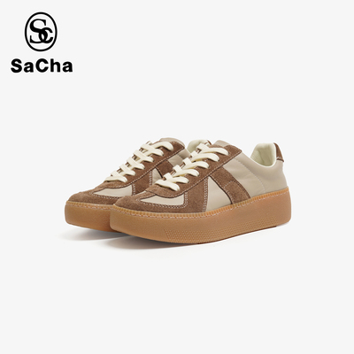 【大L外贸专属】SACHA品牌厚底真皮拼接系带休闲鞋BTSR-D209-1