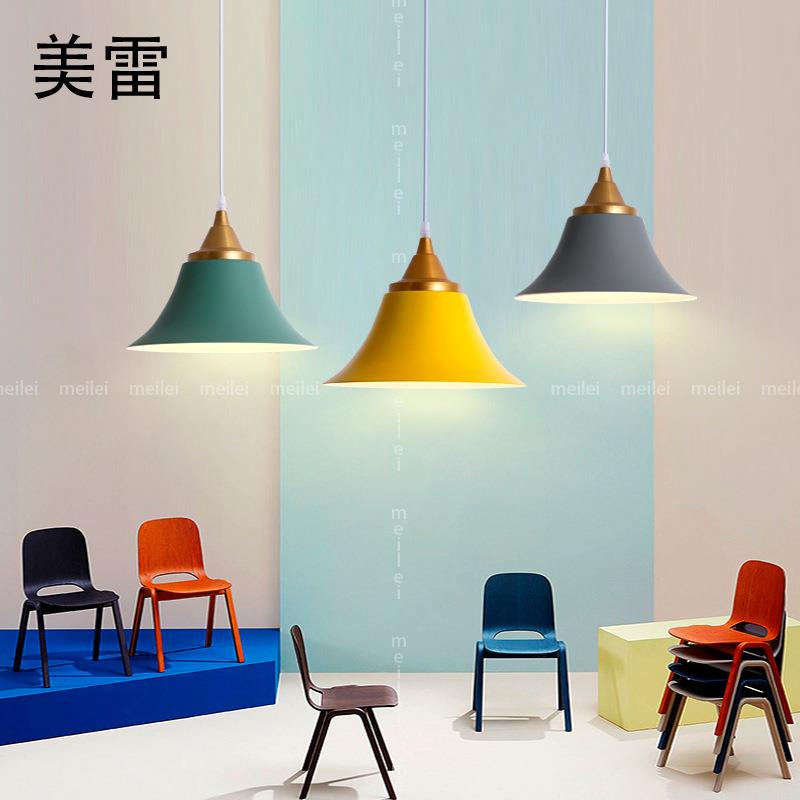 北欧简约吊灯马卡龙餐厅吧台奶茶店单头创意小吊灯墨绿灰色黄色