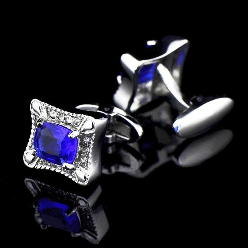 英博紫蓝色锆石水晶宝石袖扣袖钉商务法式扣686cufflinks/991417