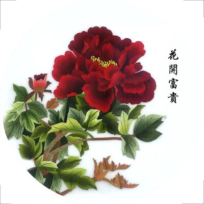 苏绣diy初学套件 针迹红牡丹花 手工刺绣自学装饰画 非成品