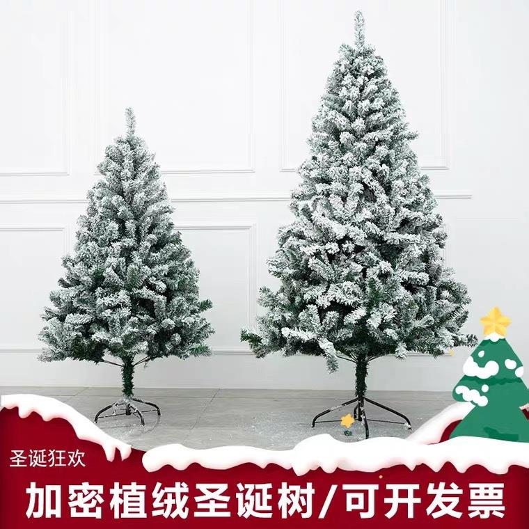 白色喷雪植绒圣诞树 装饰加密1.5米1.8米2.1米3米4米摆件装饰品