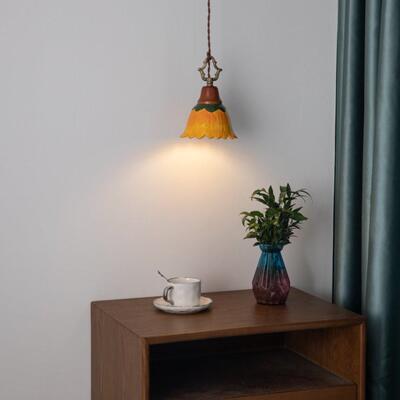 中古风卧室床头小吊灯高级感法式复古餐厅过道新中式单头长吊线灯