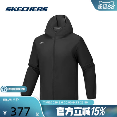 Skechers斯凯奇2026春男士百搭休闲连帽梭织外套 P126M021/0018