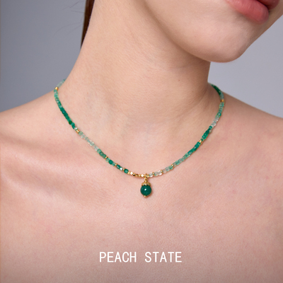 PEACHSTATE绿玛瑙彩石锁骨链