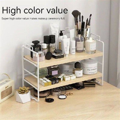 Multi-storey Desktop Shelf Black Desk Storage Office Cute