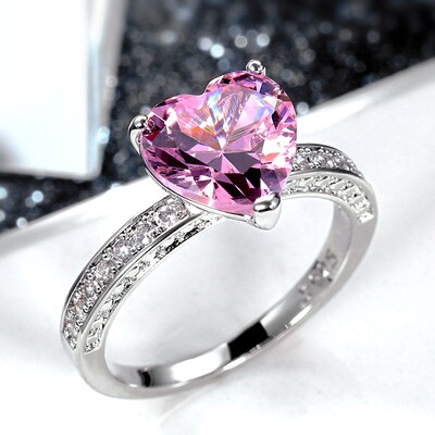 Huitan Luxury Solitaire Women Heart Engagement Rings AAA Pin