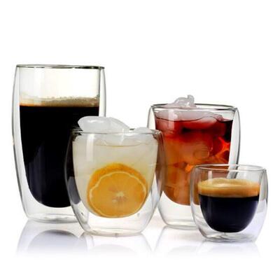 1/4/6Pcs Double Wall Glass Cups Espresso Coffee Mug 80/250/3