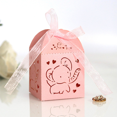 10/50/100pcs Elephant Laser Cut Carriage Favors Box Gifts Ca