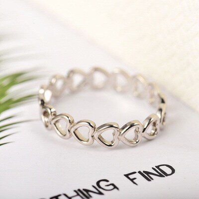 Creative Metal Finger Rings Adjustable Hollow Heart Rings fo